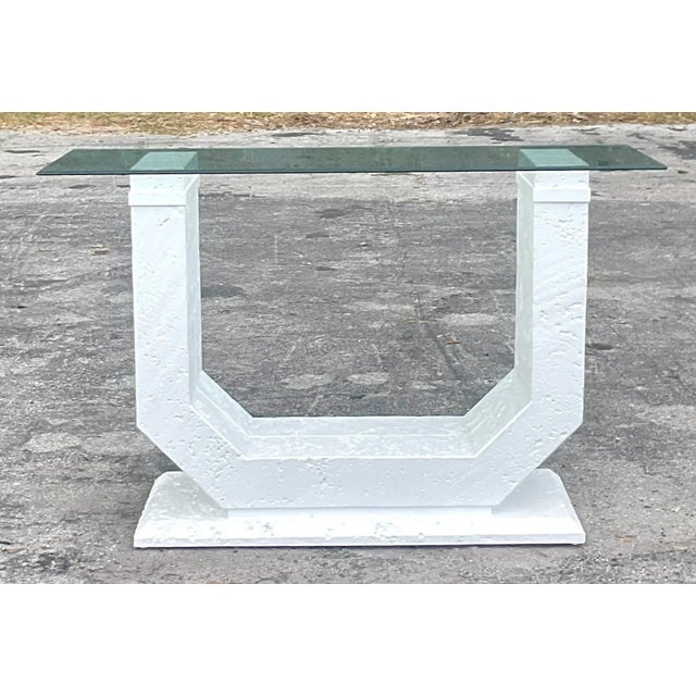 Vintage Coastal Plaster Console Table | Chairish