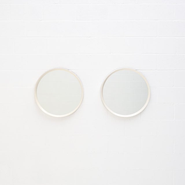 Minimalist White Round Mirror, 1970s | Chairish
