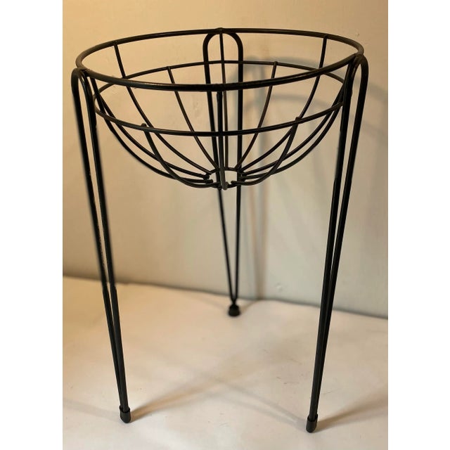 Vintage Round Bottom Black Metal Plant Stand | Chairish