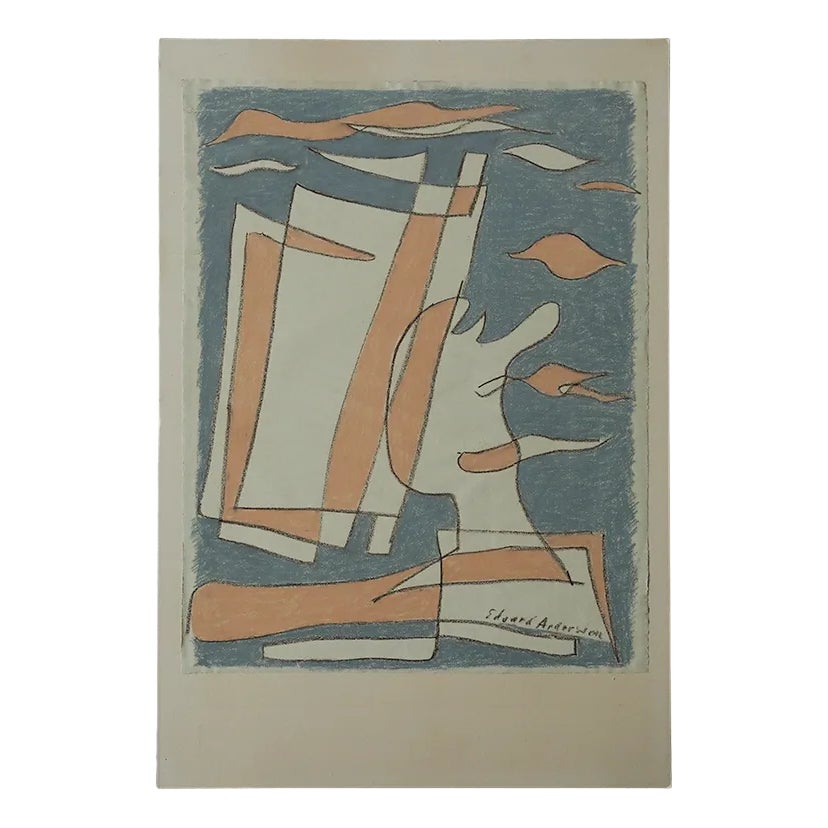Edvard Andersson, Composition, 1950s, Pastel Drawing | Chairish