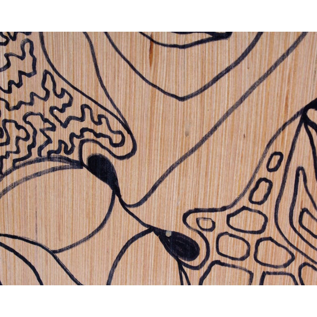 “7 Billion People, 14 Billion Faces” Abstract Paint Pen on Wood Drawing ...