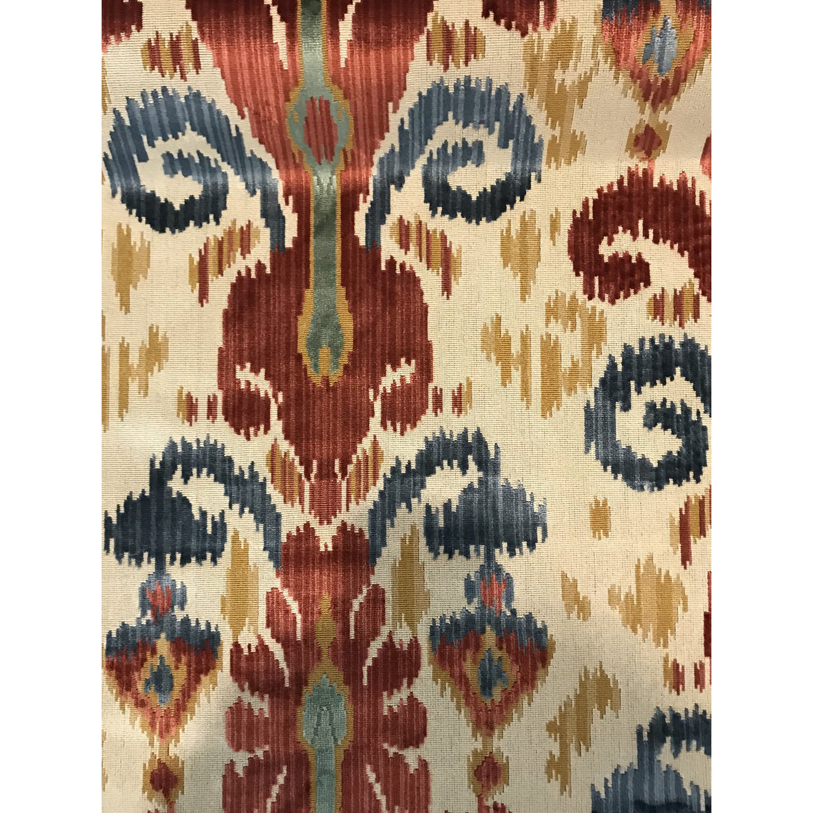 Traditional Kravet Ikat Pardah Cut Velvet in Jewel - 1 Yard Fabric ...