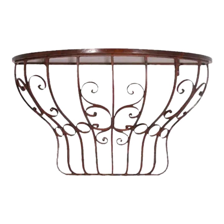 1990s Italian Wall Mounted Wrought Iron Console Table | Chairish