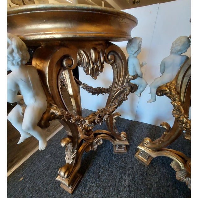 1950s French Mid Century Marble Top Cherub Tables - Set of 2 | Chairish