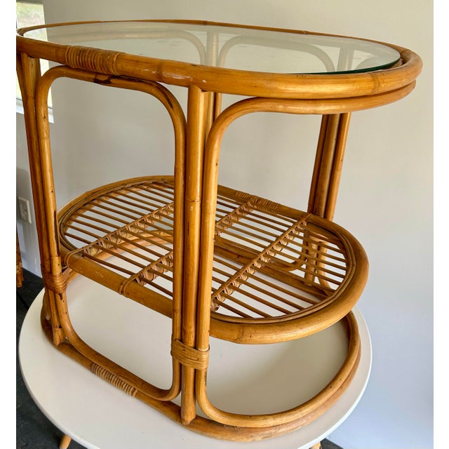 1980s Bent Rattan Table Styled After Franco Albini | Chairish