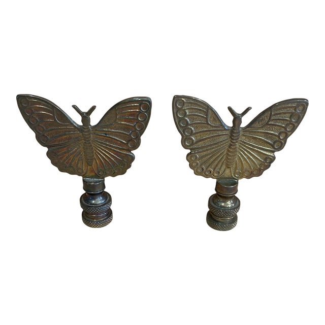 Late 20th Century Brass Butterfly Lamp Finial, Set of 2 | Chairish
