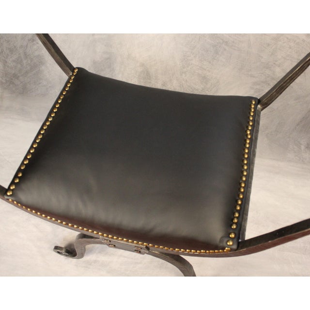 Greco-Roman Style Curule Chair Forged Iron Leather Seat by Life's Forge ...