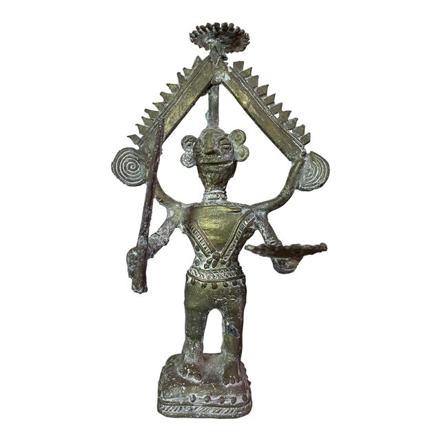 Late 19th Century Indian Dhokra Cast Statue of a Deity | Chairish