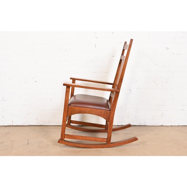 Stickley Harvey Ellis Collection Arts & Crafts Oak and Leather Rocking ...