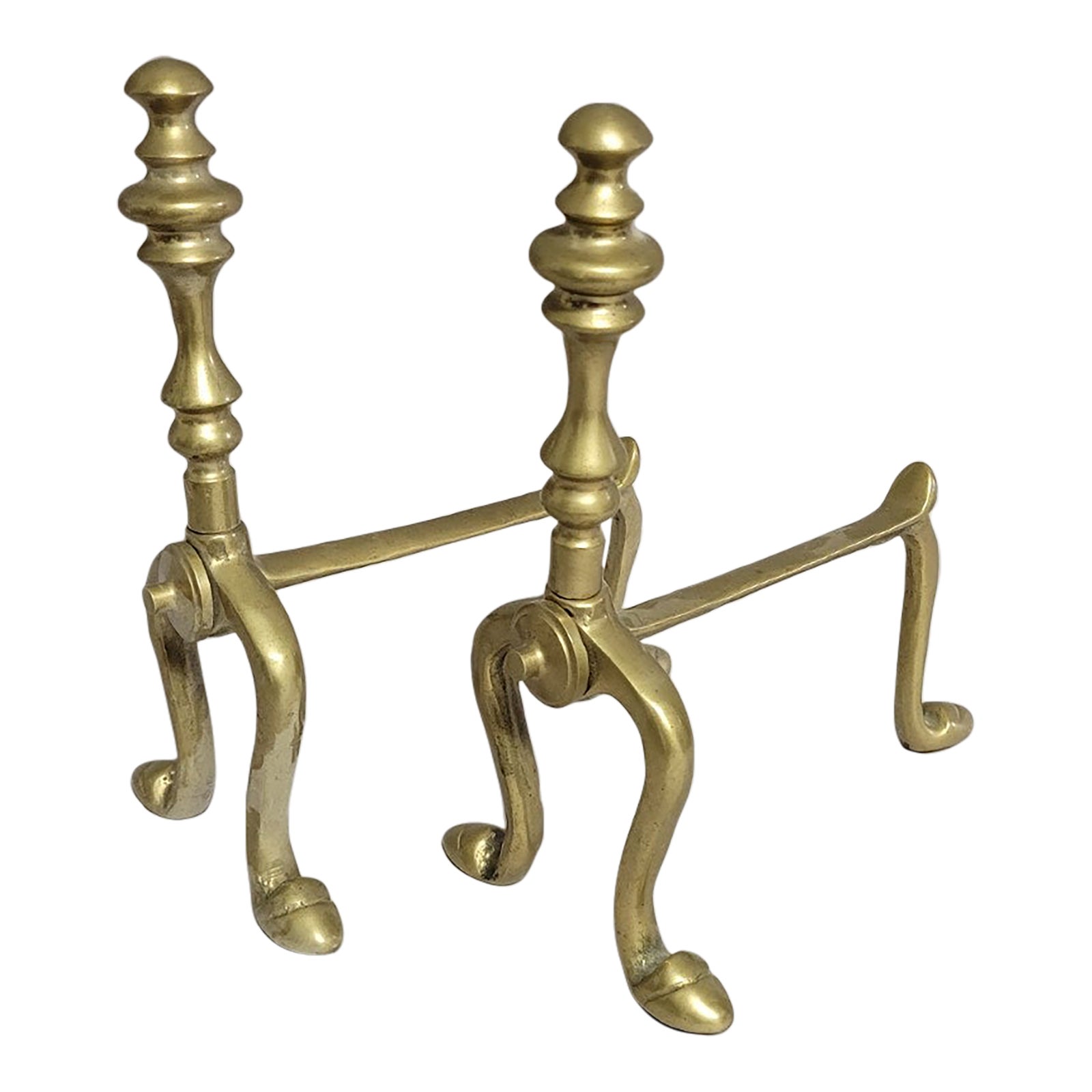 Pair Vintage Solid Brass Miniature Firedogs / Andiron Tool Rests | Chairish