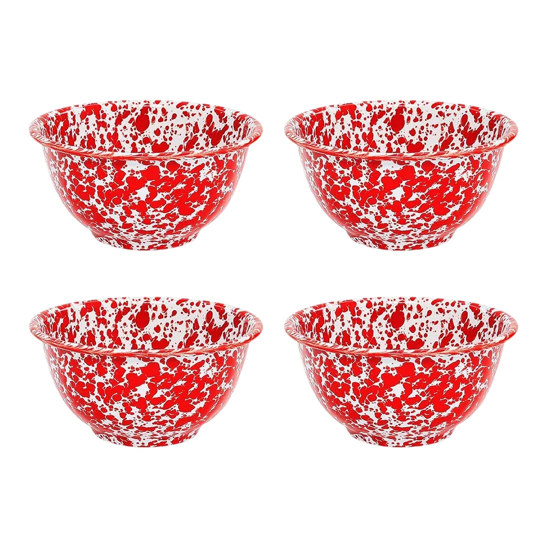 Crow Canyon Home Splatterware, 14 oz. Small Footed Bowls in Red & White ...