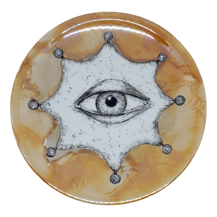 Octagon Eye Dinner Plate by Lithian Ricci | Chairish