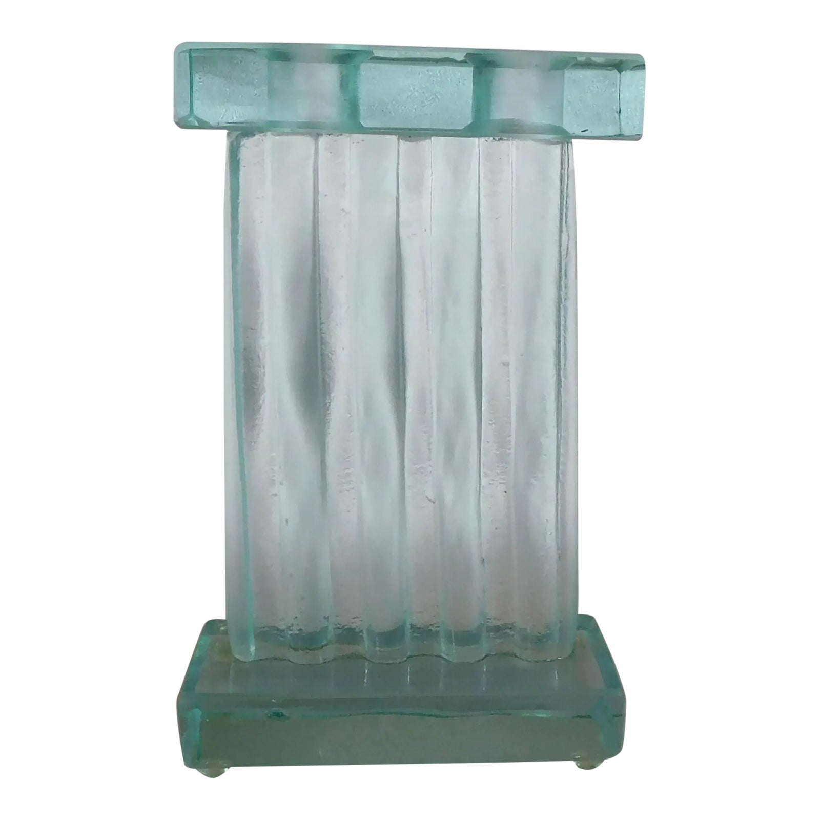 1970s Pale Aqua Glass Double Taper Candle Holder | Chairish
