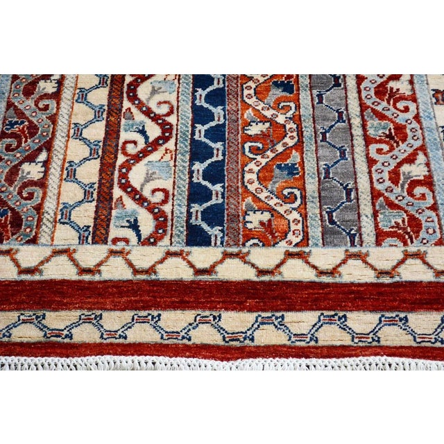 Shabby Chic Rustic Shawl Red/Blue Wool Rug - 5'7" X 8'2" | Chairish