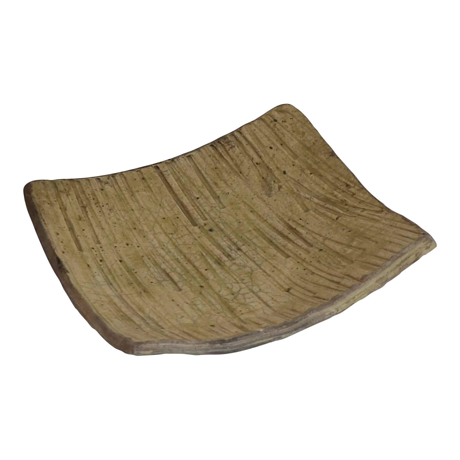 1980s Studio Pottery Footed Square Dish | Chairish