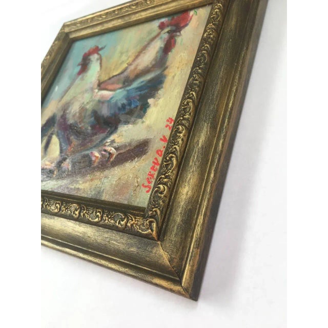 Framed Rooster Original Painting by Valeriya Serova | Chairish