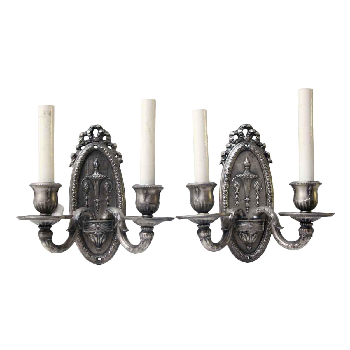 Silver Plated Neoclassical Sconces - A Pair | Chairish