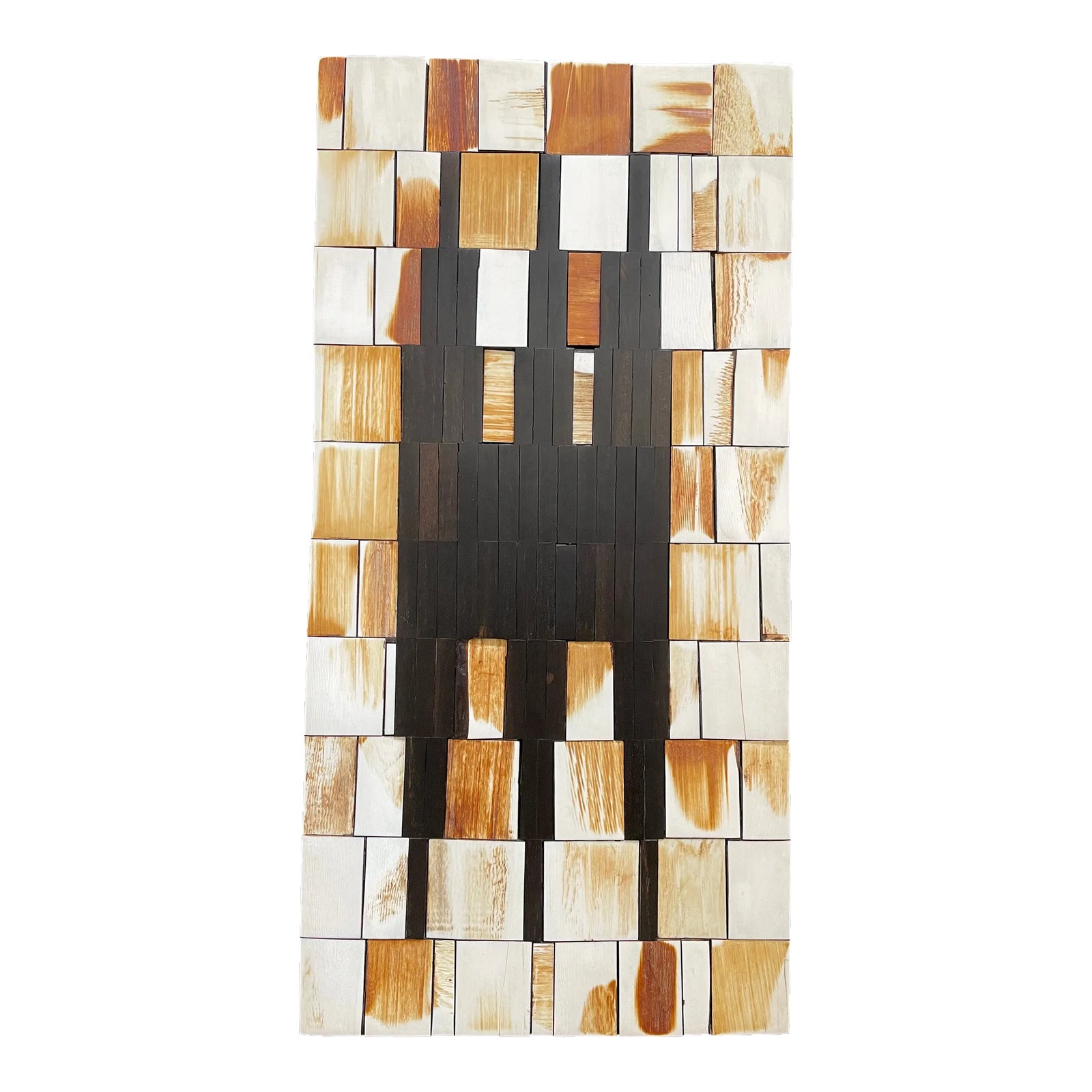 Vintage Ebony Wood Mosaic Wall Art With Mixed Bone Inlays | Chairish
