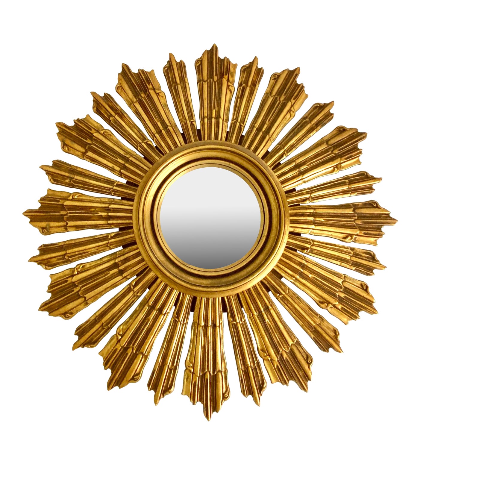 French Convex Gold Gilt Sunburst Mirror | Chairish
