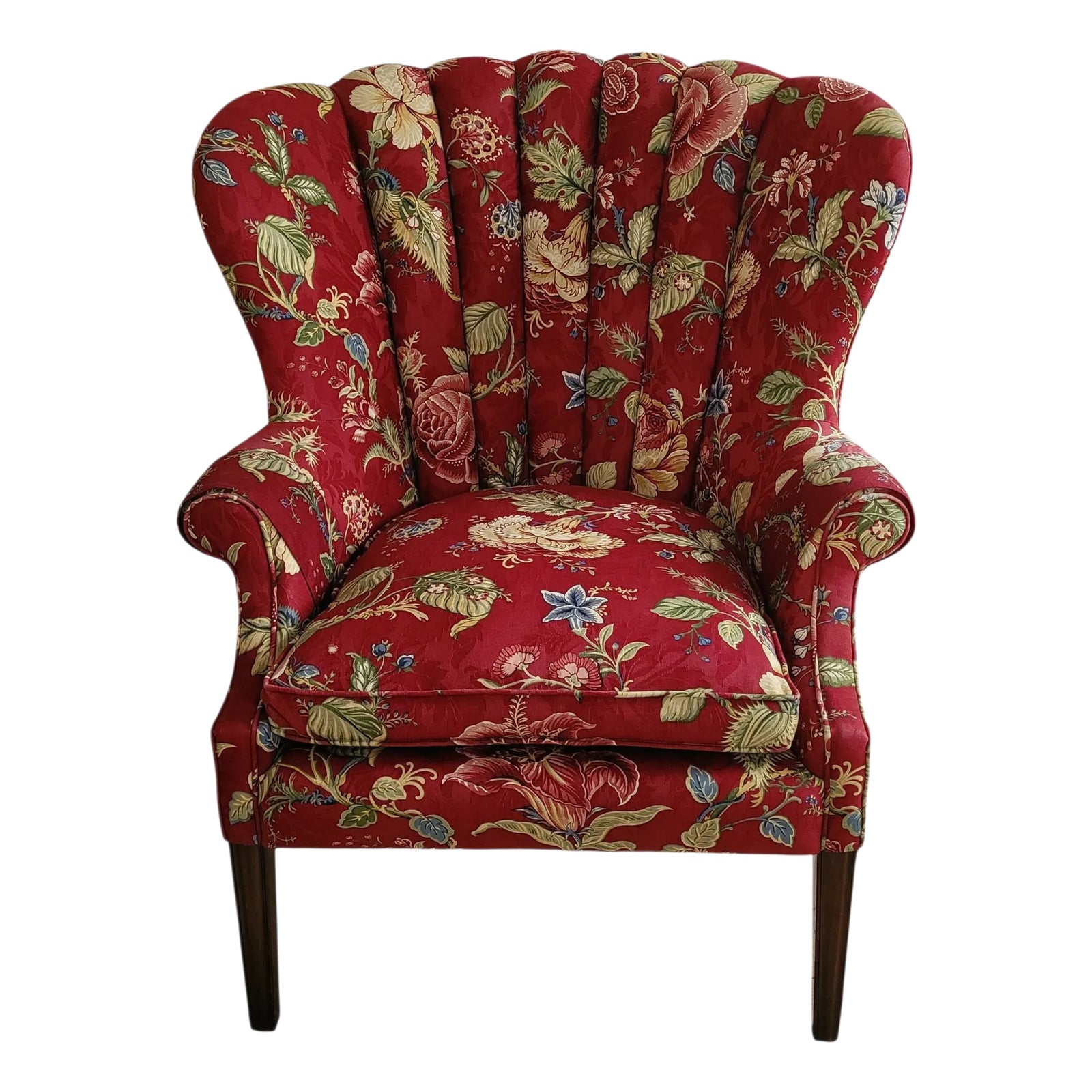 Mid 20th Century Classic Channel Tufted Wing Back Chair, Vintage Charm ...