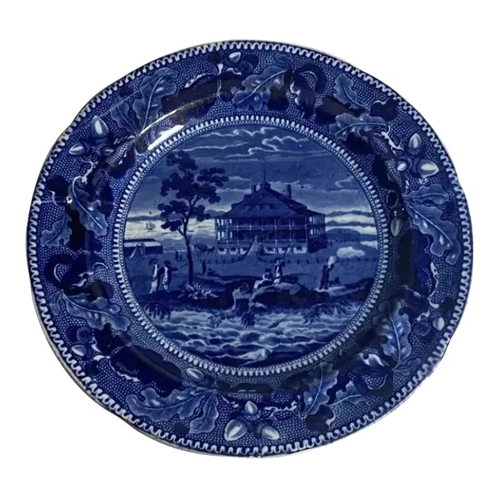 Historical Staffordshire Blue Plate Nahant Hotel Near Boston 1825 ...