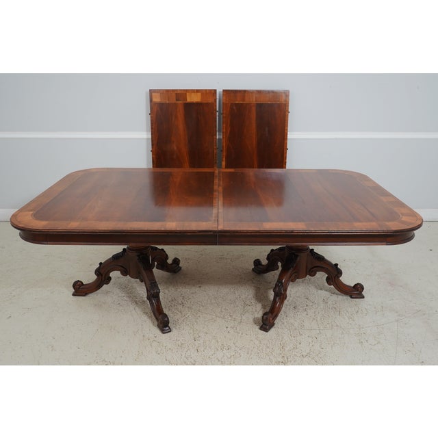 Large Continental Style Mahogany Dining Room Table | Chairish