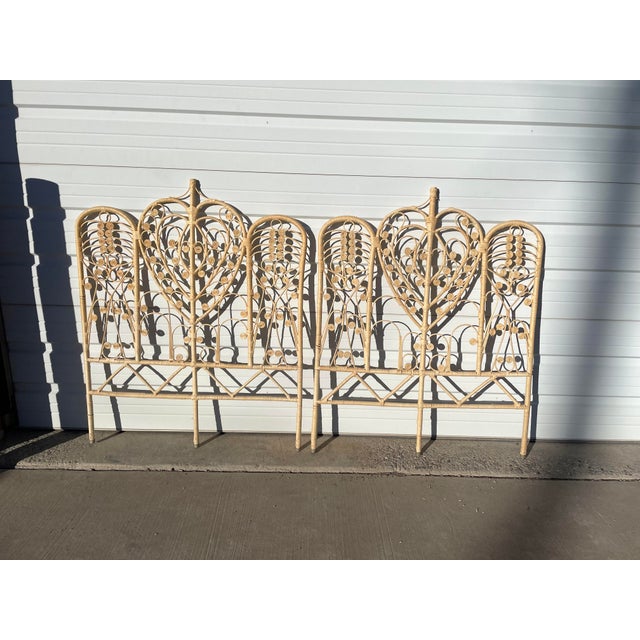 Vintage Pair of 1960s Twin Wicker Headboards | Chairish