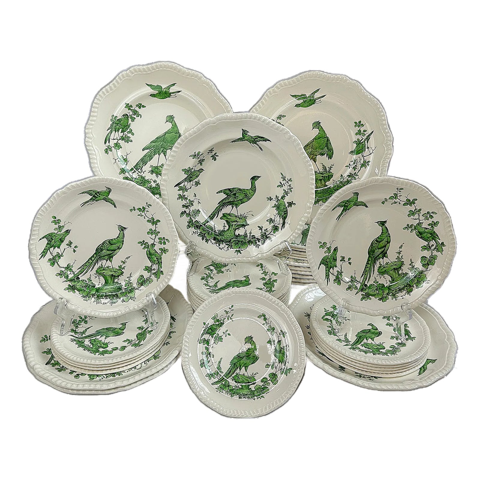 Mid 20th Century Copeland Spode Green Chelsea Birds Dinnerware - 60 ...