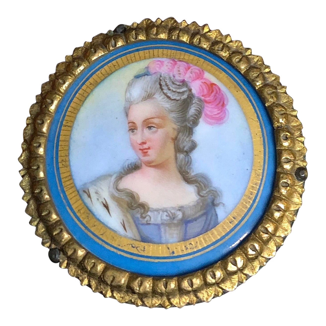 Antique 19th Century French Hand Painted Porcelain Portrait | Chairish
