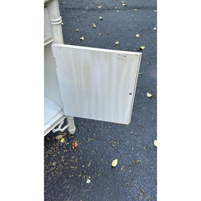 Palm Beach Style Chinoiserie Faux Bamboo Bar Cabinet/Server With Beige ...