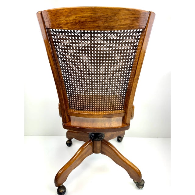 Mid Century Cane Back Swivel Office Chair | Chairish