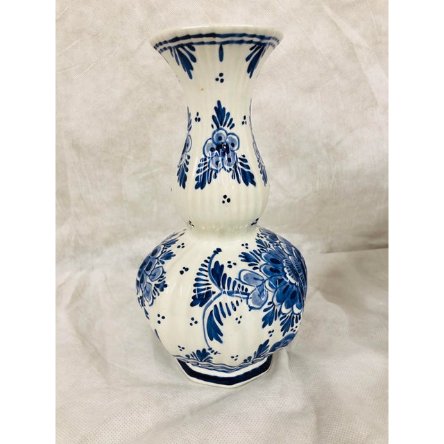 Vintage Delft Floral Pattern Vase | Chairish