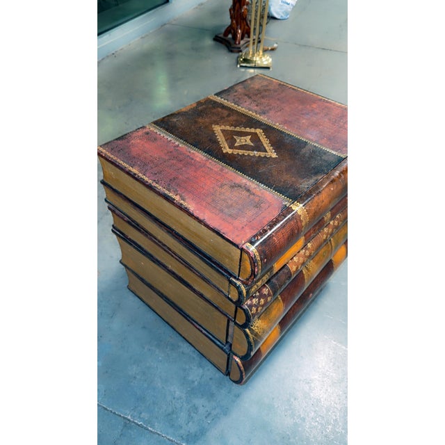 Mid 20th Century Maitland-Smith Stacked Leather Faux Books Side Table ...