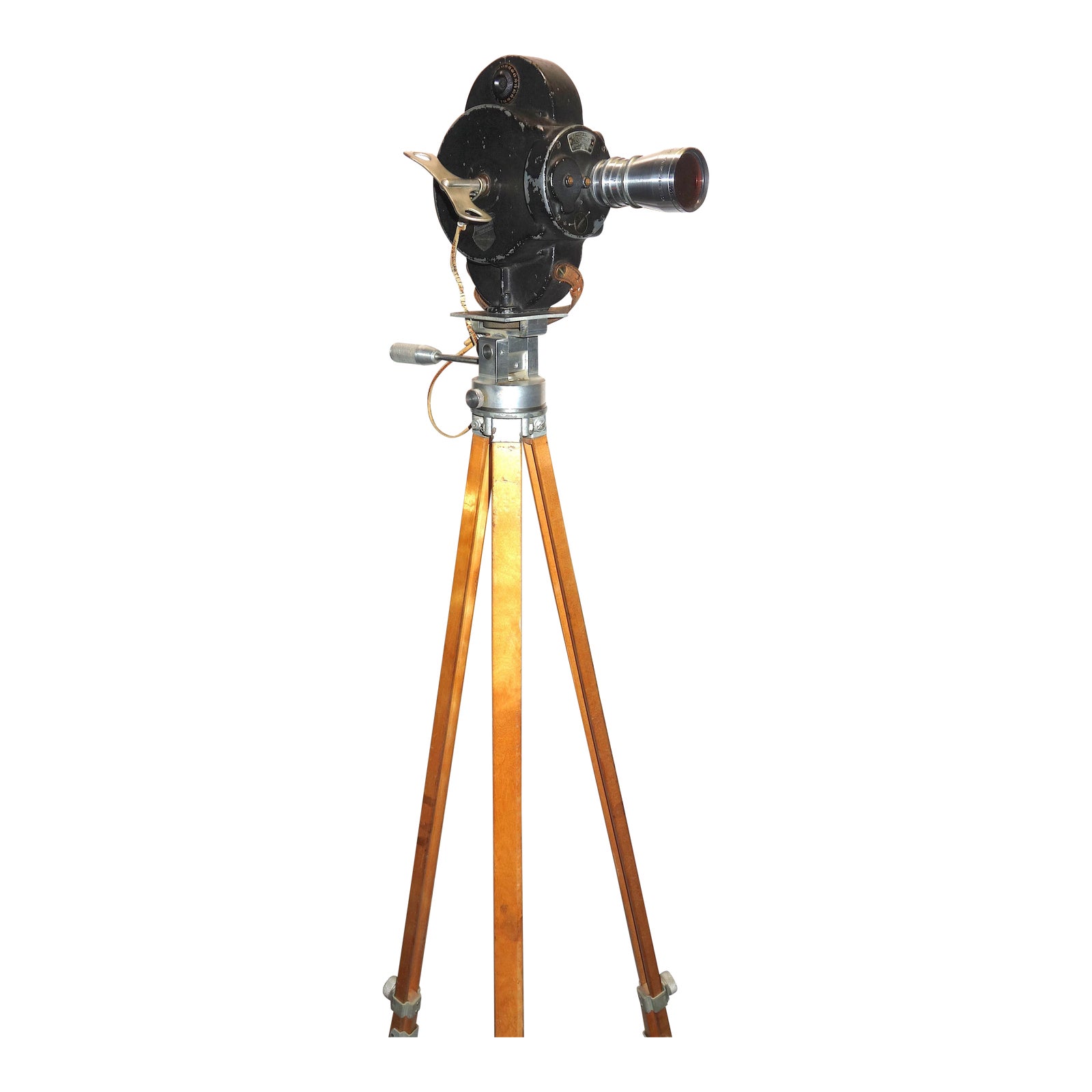 Early 20th Century Hollywood Movie Camera With Head and Wood Tripod ...