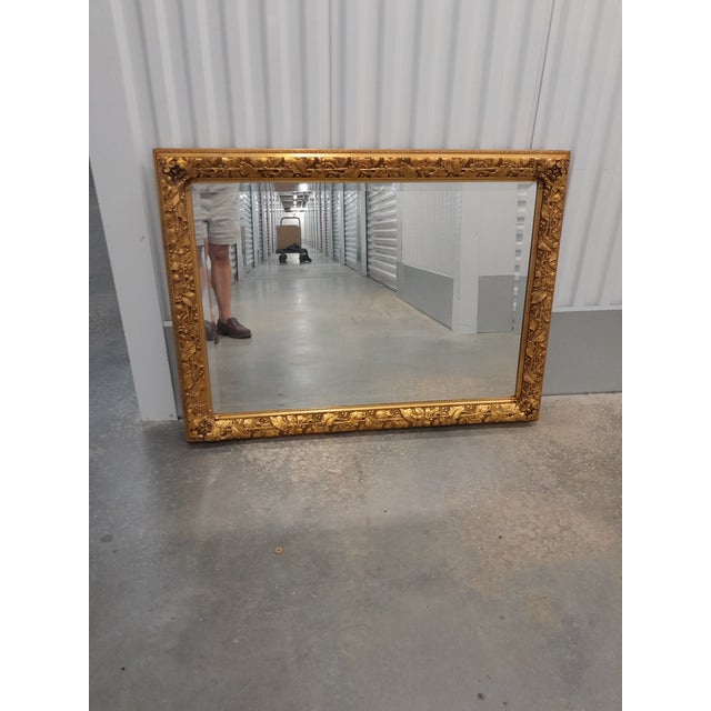 Vintage Gilt Horizontal Gold Mirror With Festive Holly Design and ...