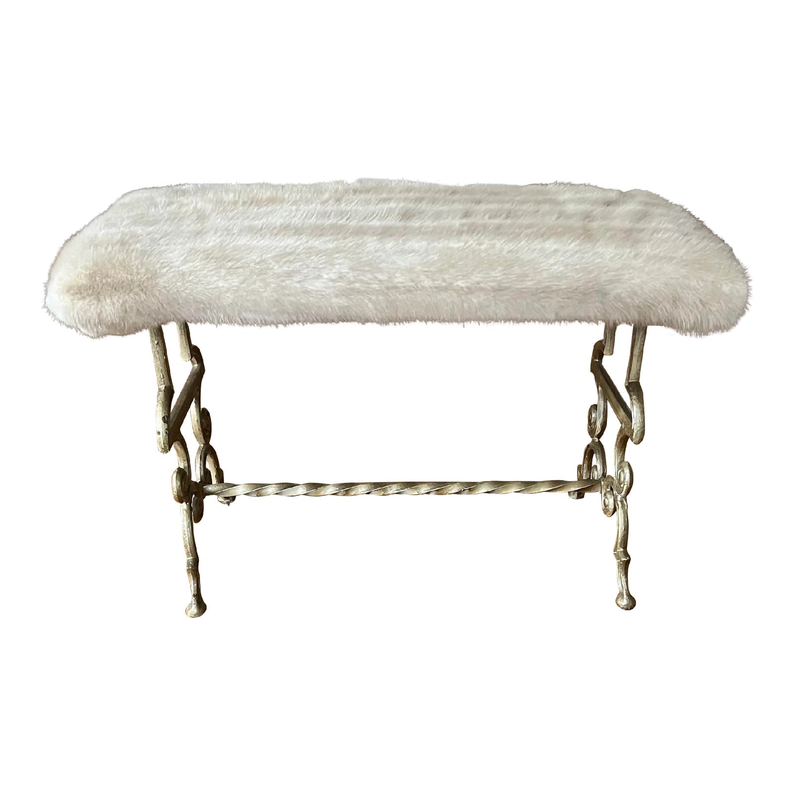 1940s Cast Iron Bench With Mink Fur Top | Chairish