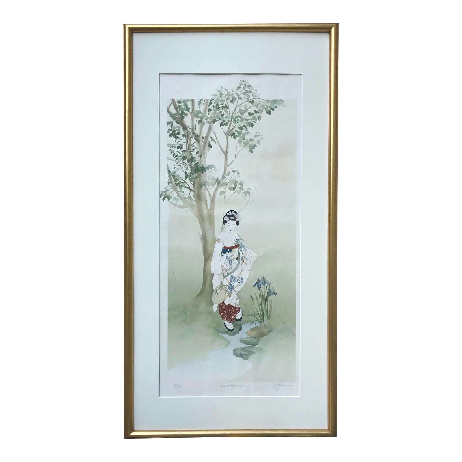 Original Lithograph Japanese Geshia by Joy Dunn | Chairish