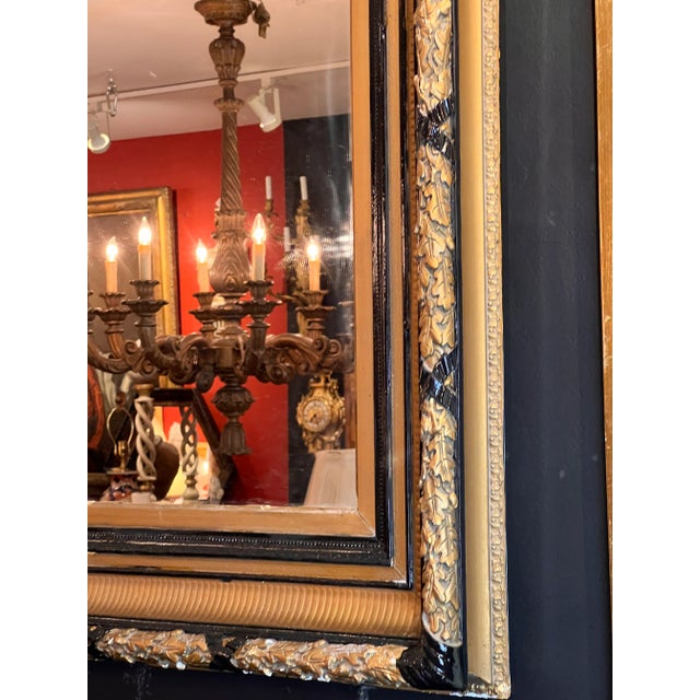 Continental Baroque Style Gold and Black Painted Large Mirror | Chairish