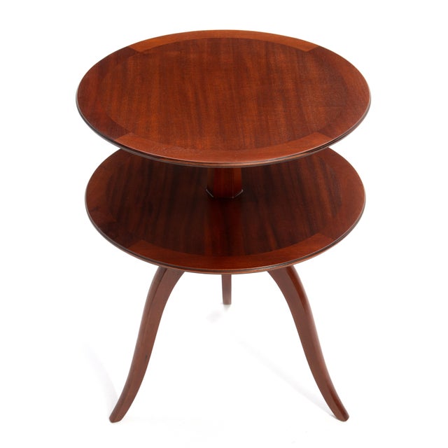 Edward Wormley Dunbar Two Tiered Round Mahogany Side Table | Chairish