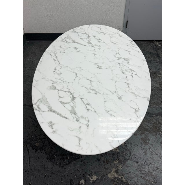 Eero Saarinen Style Oval Faux Marble Tulip Table | Chairish