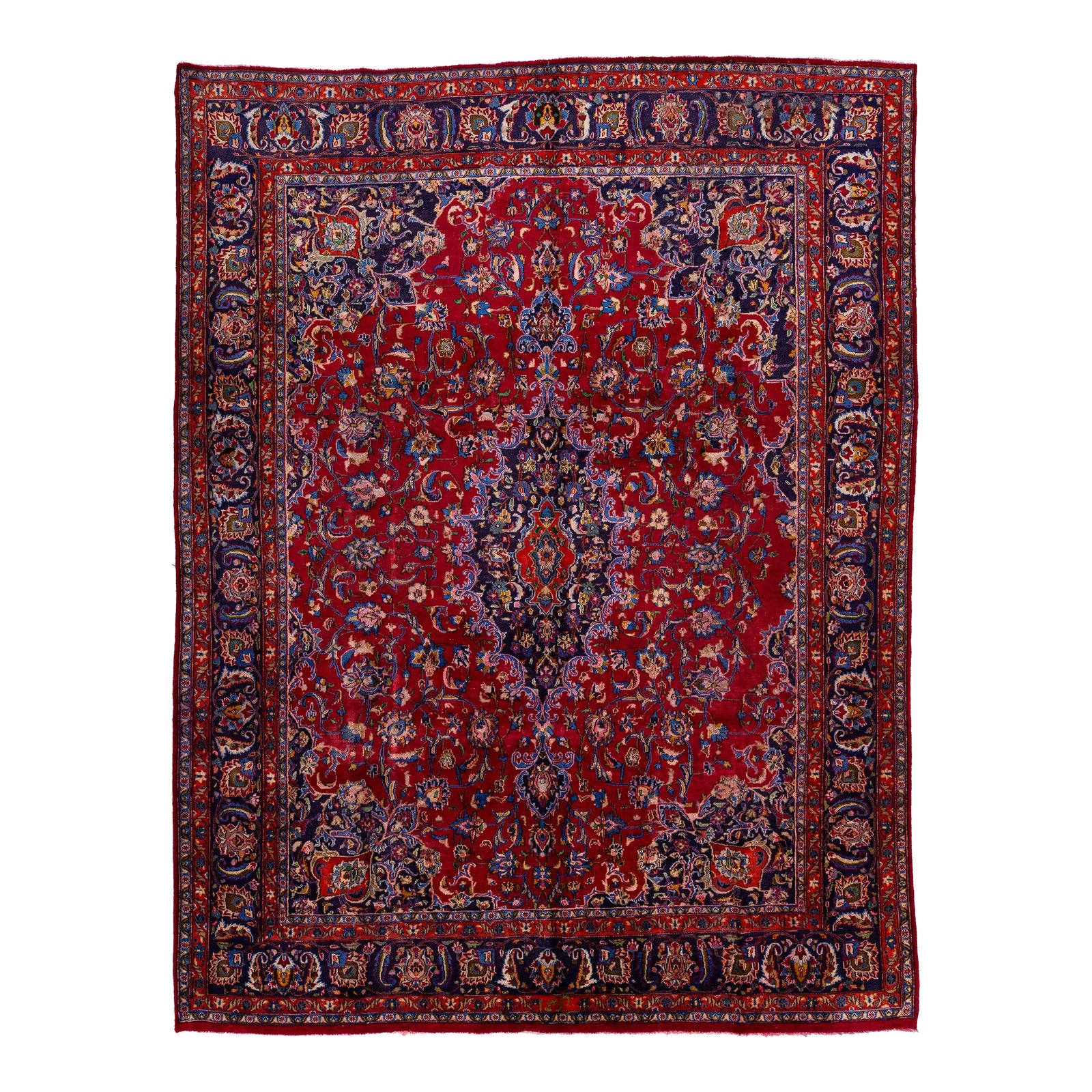 Handmade 1950s Persian Kashan Wool Rug Handmade With Allover Motif ...