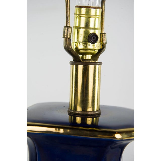 Cobalt Blue Ceramic Column-Shaped Table Lamp | Chairish