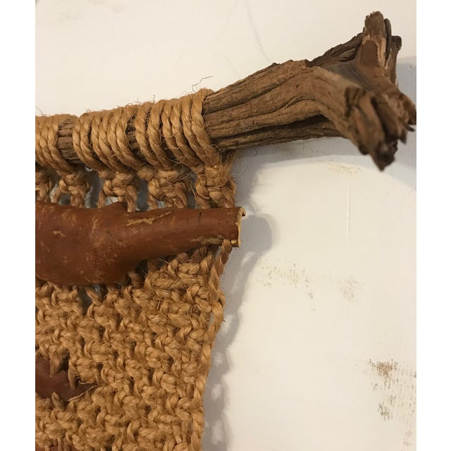 Vintage Macramé and Leather Wall Hanging | Chairish