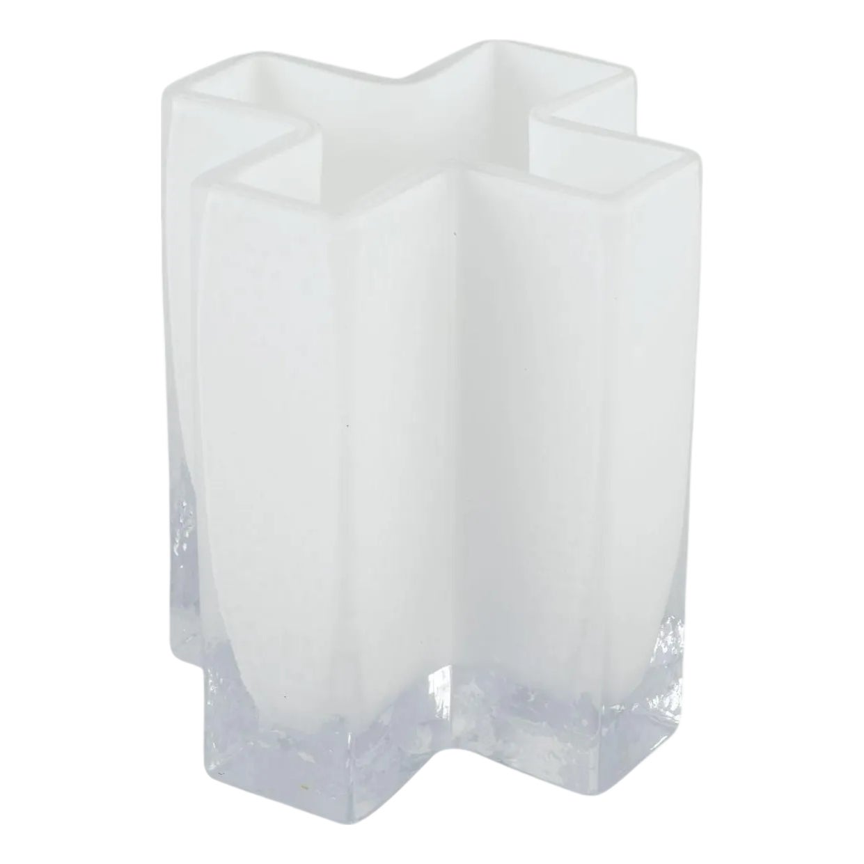 Cross Vase in White and Clear Art Glass by Bodil Kjær for Gullaskruf ...