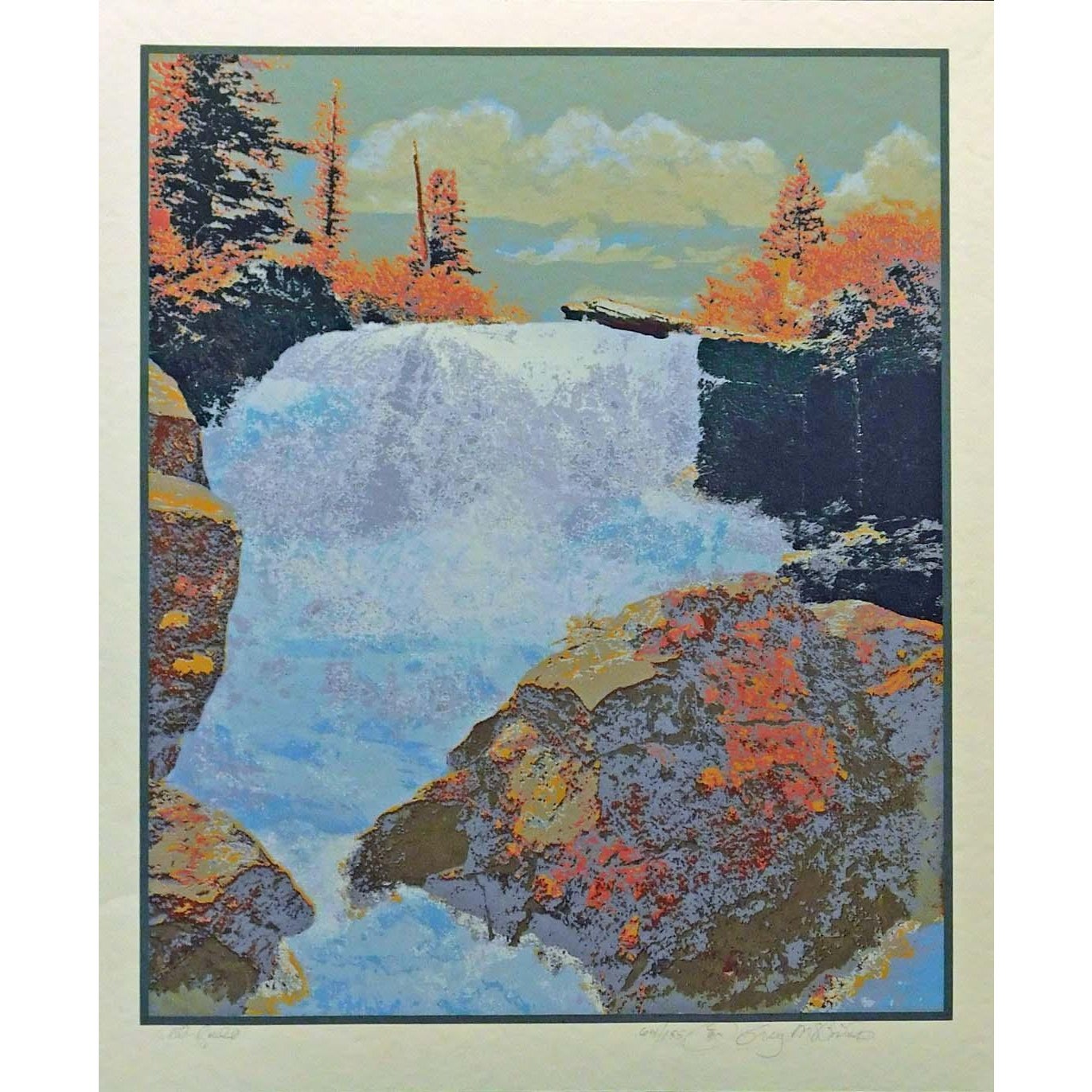 Greg McBride "Waterfall" Signed Numbered Serigraph on Paper 1980 | Chairish