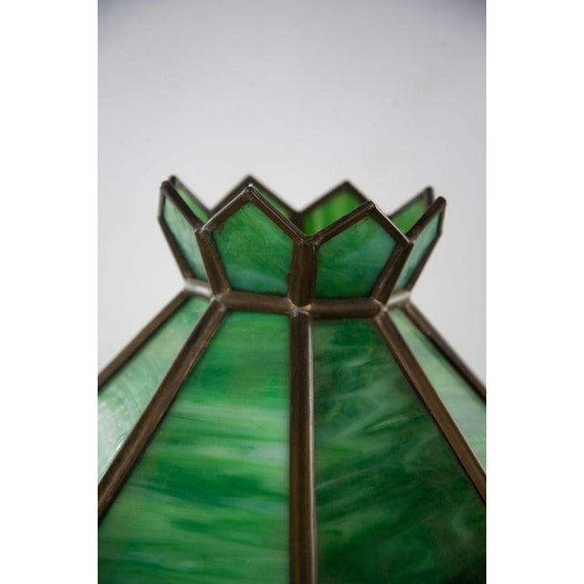 Arts & Crafts Green Stained Glass Table Lamp | Chairish