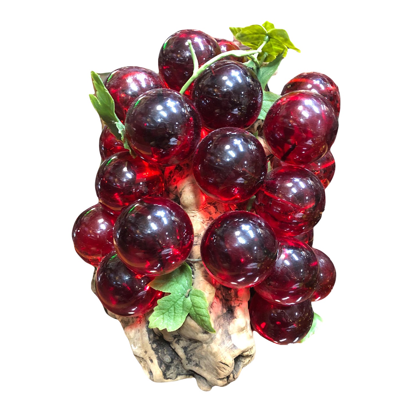 1960s Mid-Century Modern Acrylic Red Grapes on a Faux Driftwood Base ...