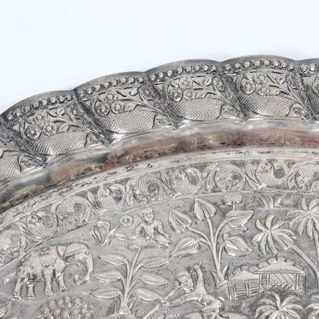 Late 19th Century Anglo Indian Silver Serving Tray | Chairish