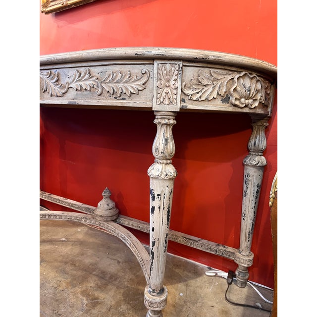 Large Neoclassical Console Table With Antique Grey Finish and Fine Wear ...