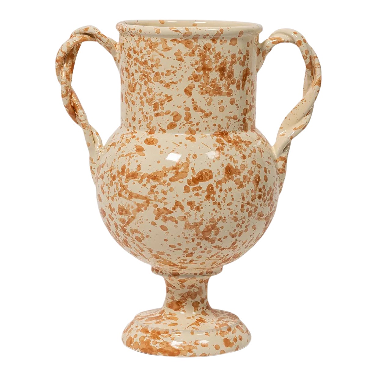 Sharland England Splatter Verona Vase, Large, Tan and Ivory | Chairish